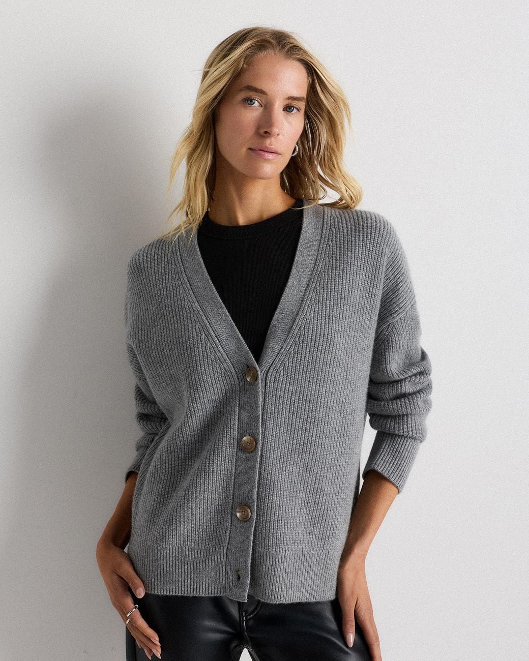 Quince Mongolian Cashmere Fisherman Boxy Cropped Cardigan Sweater in ...
