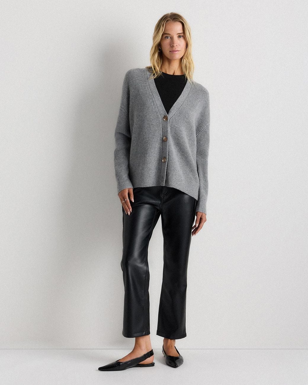 Quince Mongolian Cashmere Fisherman Boxy Cropped Cardigan Sweater in ...