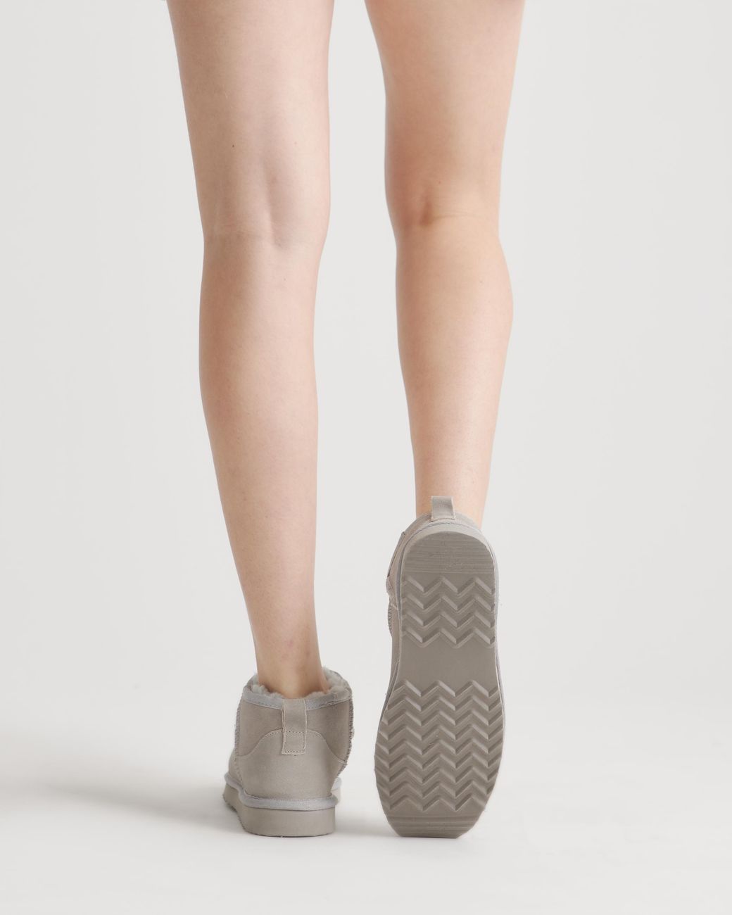 Quince Australian Shearling Mini Boot, Suede Leather in Gray | Lyst