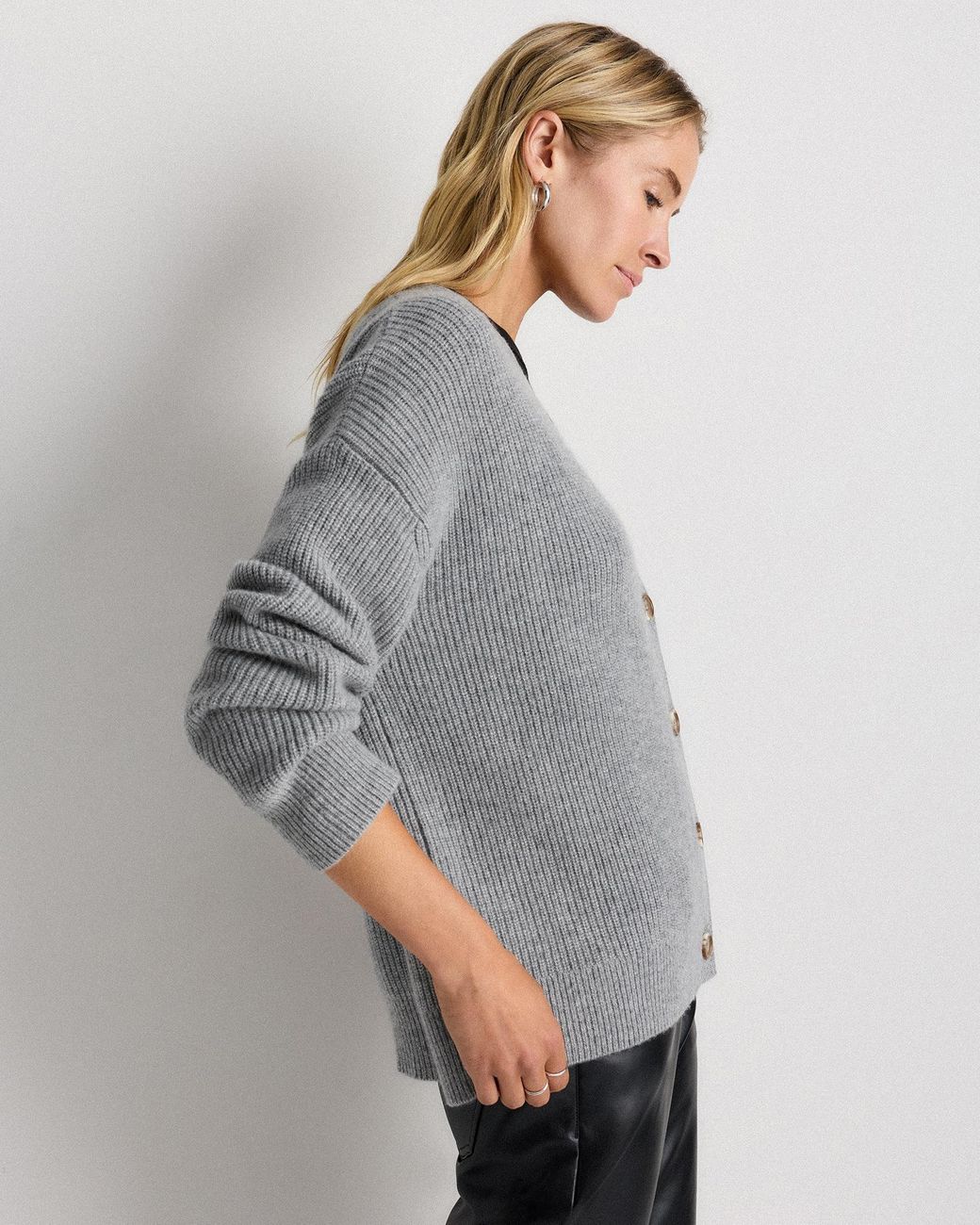 Quince Mongolian Cashmere Fisherman Boxy Cropped Cardigan Sweater in ...