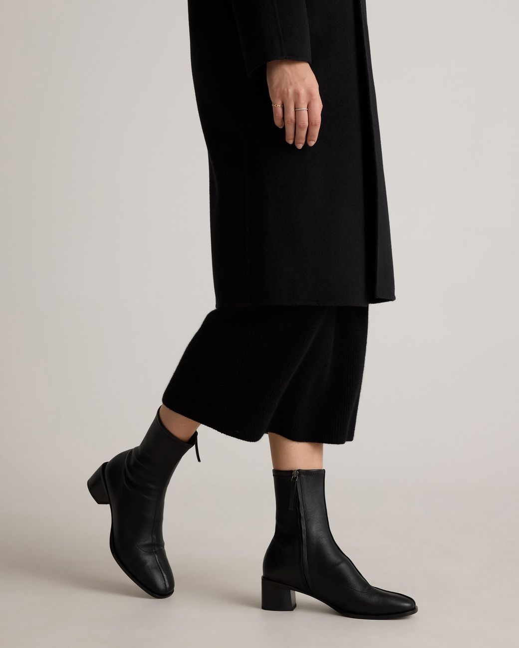 Quince Italian Leather Stretch Sock Bootie in Black | Lyst