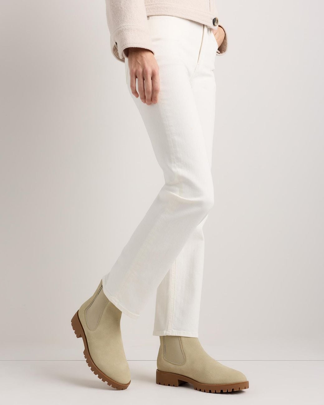Quince Italian Suede Lug Sole Chelsea Boot, Suede Leather in Natural | Lyst