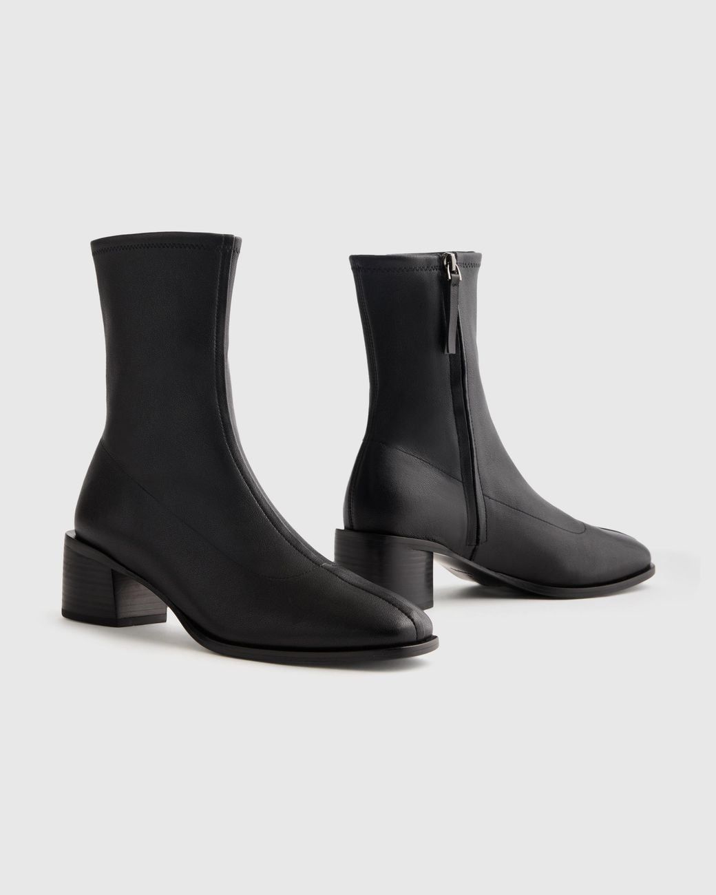 Quince Italian Leather Stretch Sock Bootie in Black | Lyst