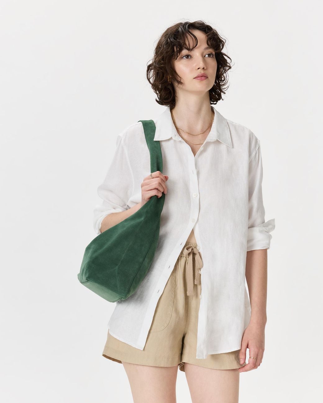 Quince Italian Suede Slouchy Shoulder Bag, Suede Leather in Green | Lyst