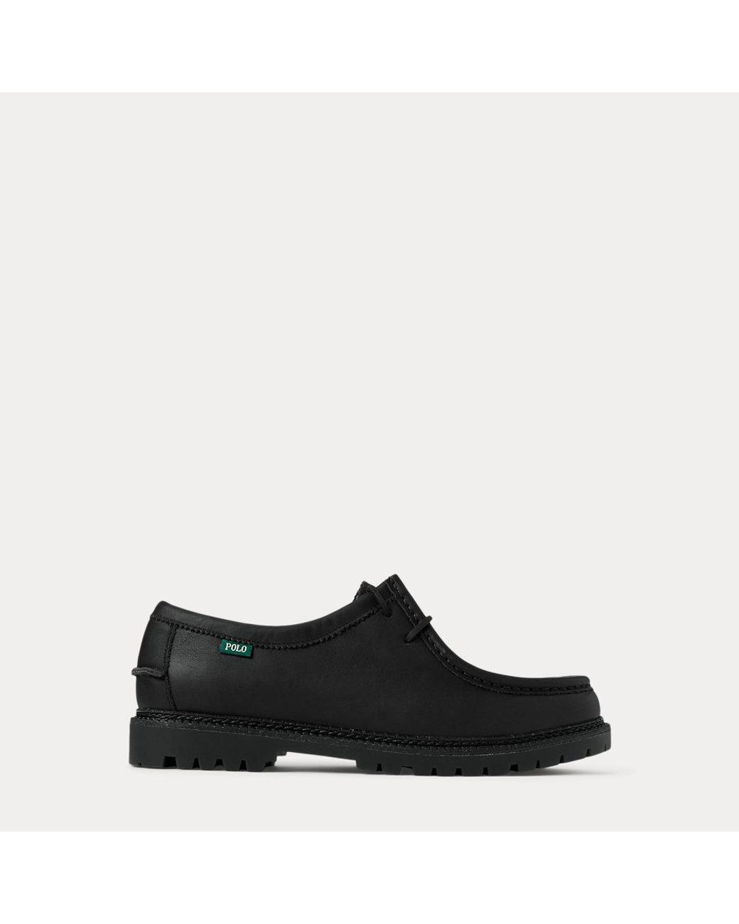 Polo Ralph Lauren Jett Lug-Sole Leather Moc-Toe Shoe in Black for Men ...