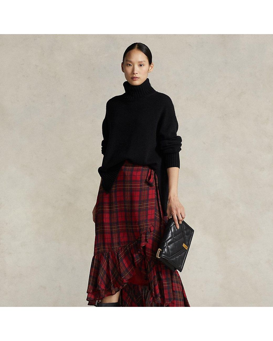 Polo Ralph Lauren Plaid Ruffled Georgette Skirt | Lyst