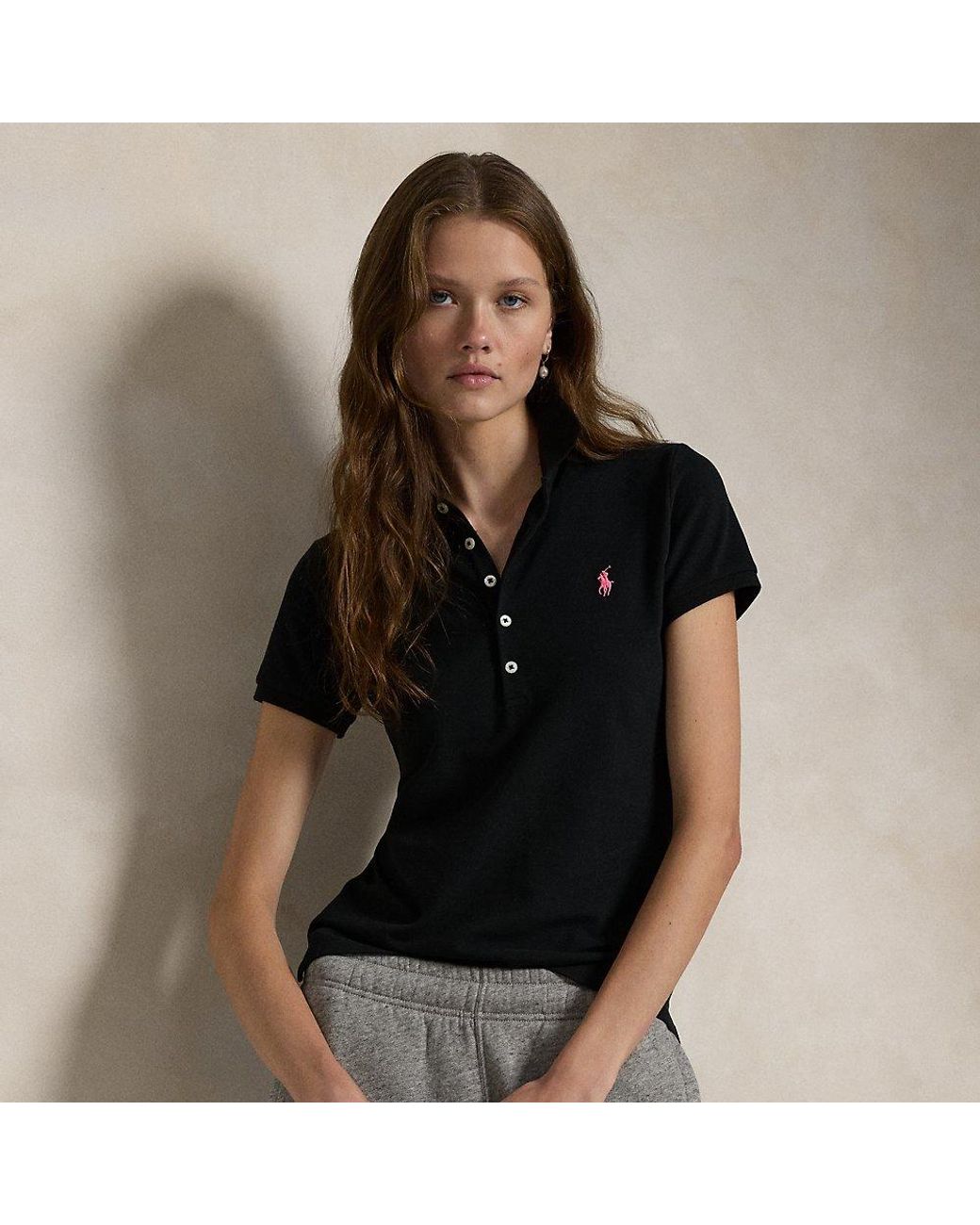 Polo Ralph Lauren Pony Slim Fit Stretch Polo Shirt in Black | Lyst