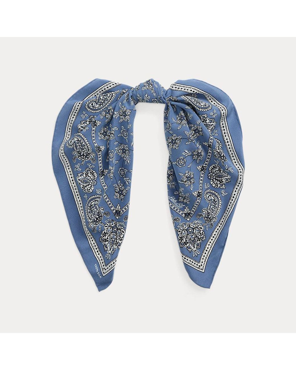 Ralph Lauren Paisley-Floral Silk Square Scarf in Blue | Lyst