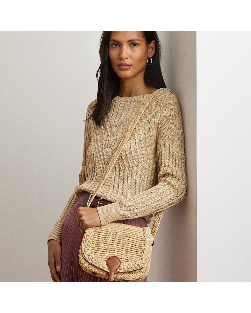 Ralph Lauren Ralph Lauren Raffia Medium Colbie Messenger Crossbody in ...