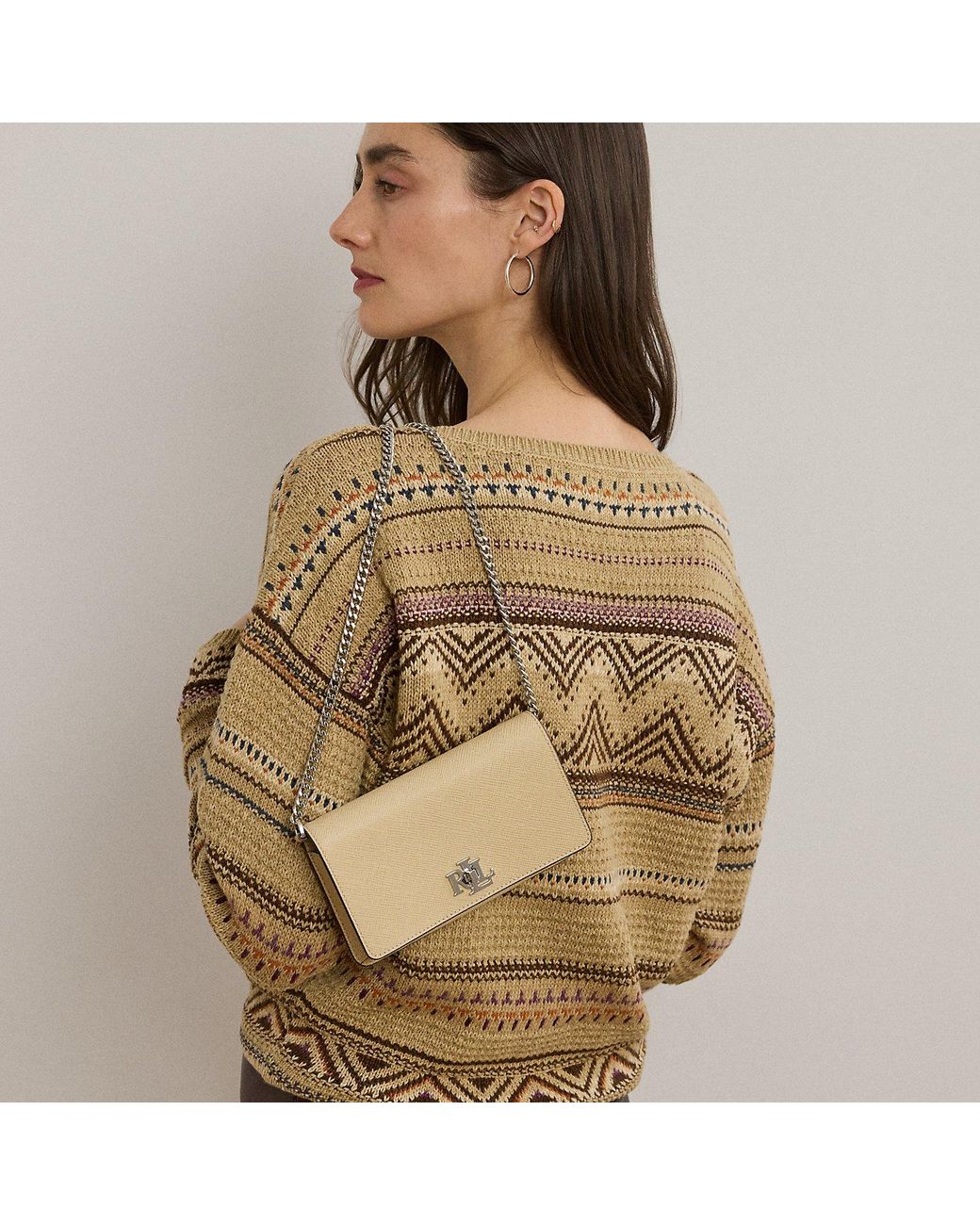 Ralph Lauren Textured Crossbody Turn-Lock Tech Case in Brown | Lyst