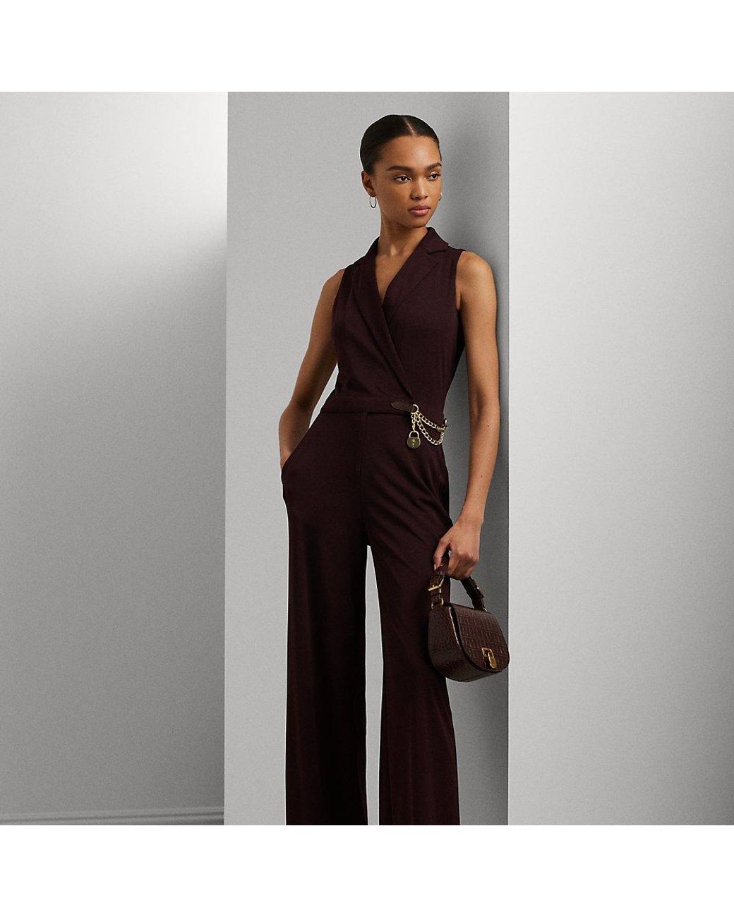 Ralph Lauren Ralph Lauren Chain-trim Stretch Jersey Jumpsuit | Lyst