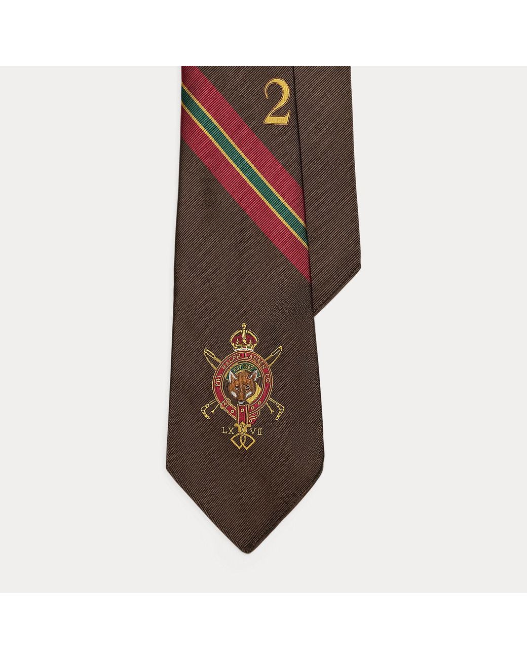 Polo Ralph Lauren Vintage-Inspired Crest Silk Twill Tie in Brown for ...