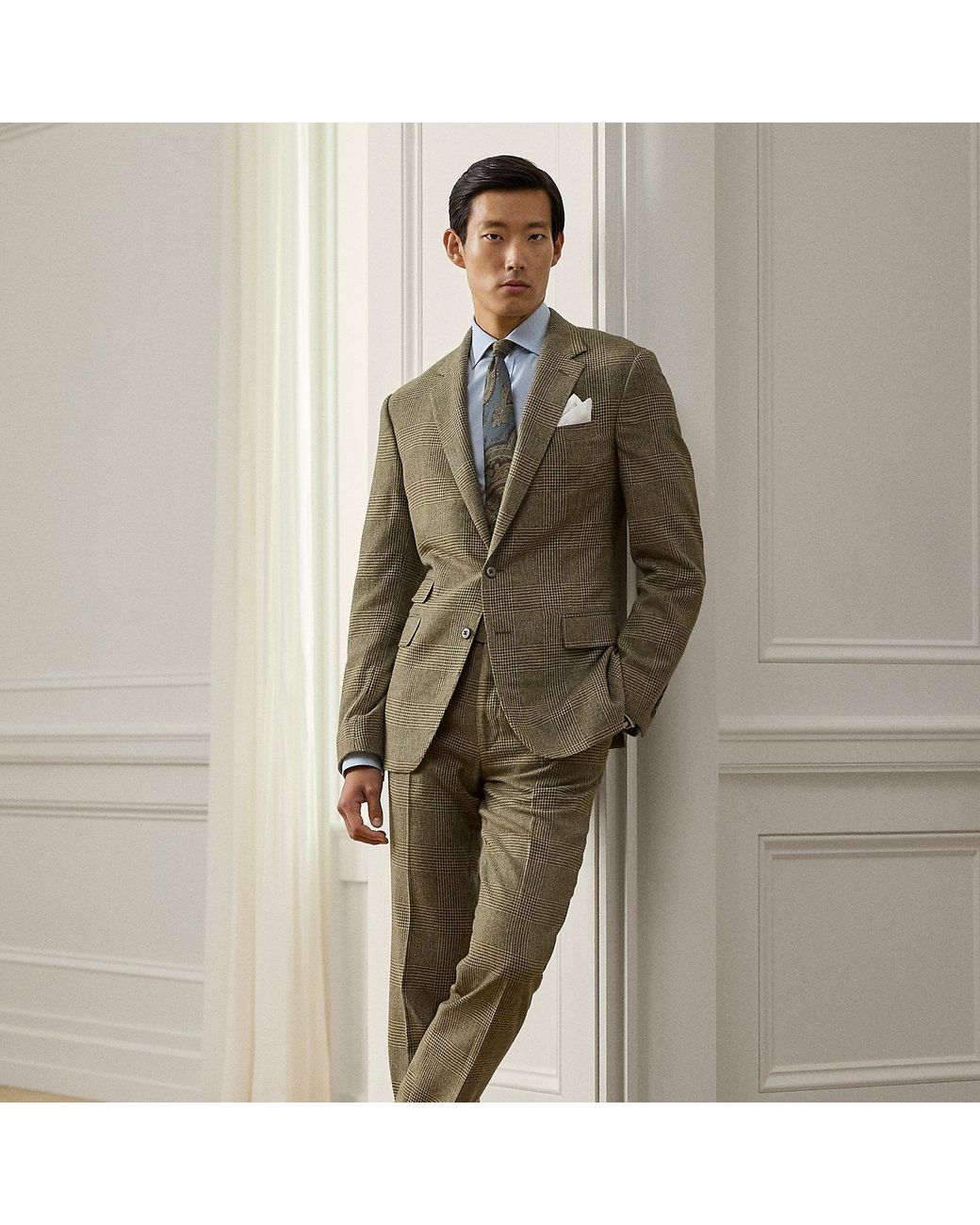 Ralph Lauren Gregory Hand-Tailored Plaid Suit Trouser in Green for Men ...