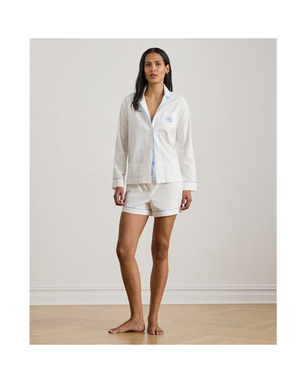 Ralph Lauren Cotton Herringbone Boxer Sleep Set in White | Lyst