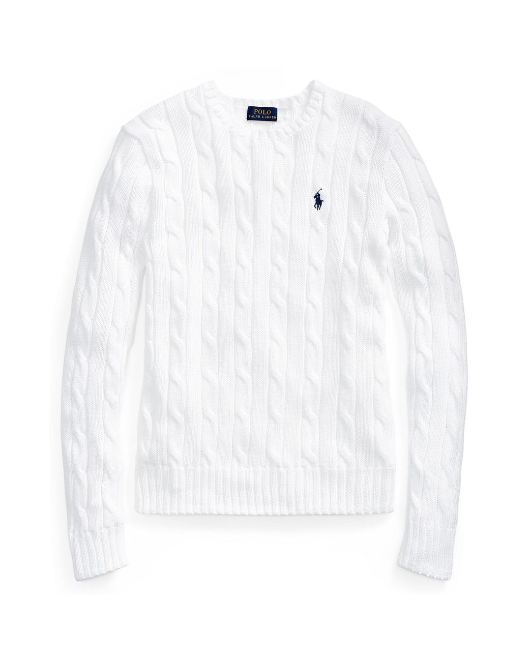 Ralph Lauren Cotton Slim Fit Cable-knit Jumper in White - Lyst