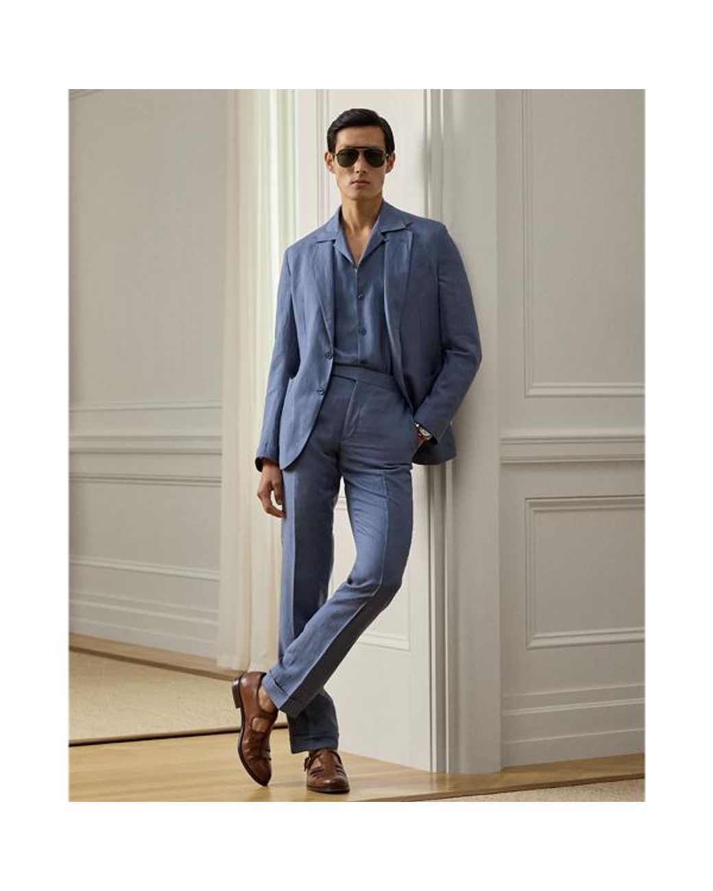 Ralph Lauren Hadley Hand-Tailored Silk-Linen Jacket in Blue for Men | Lyst