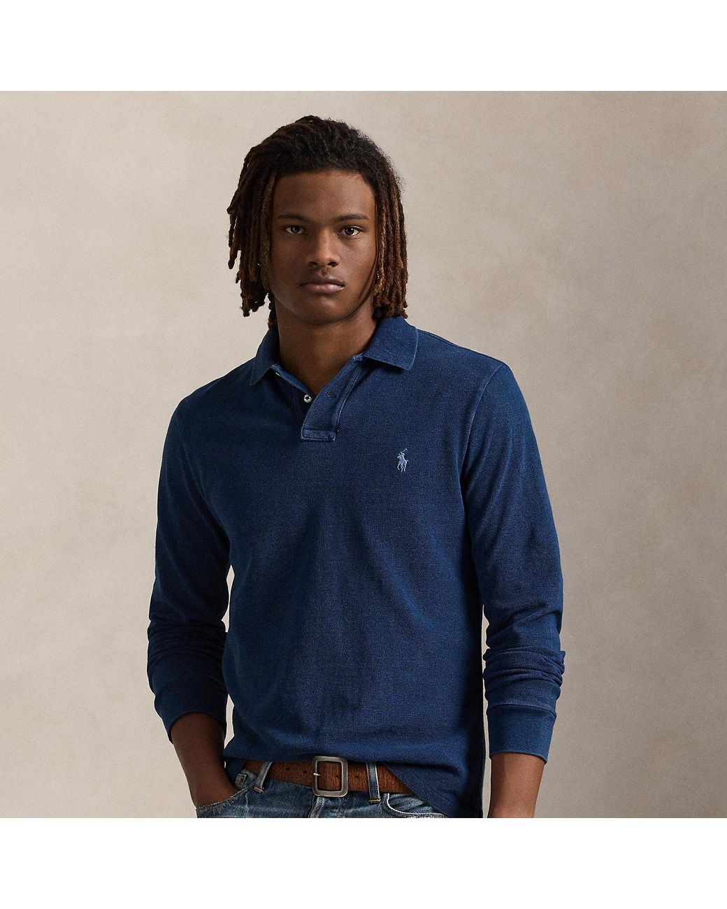 Polo Ralph Lauren Custom Slim Fit Mesh Polo Shirt in Blue for Men | Lyst