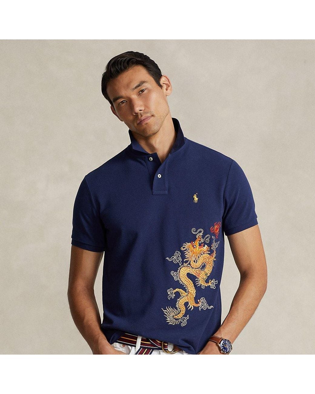 Polo Ralph Lauren Lunar New Year Dragon Mesh Polo Shirt in Blue for Men ...