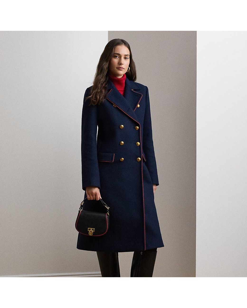 Ralph Lauren Ralph Lauren Wool-blend Double-breasted Coat in Blue | Lyst