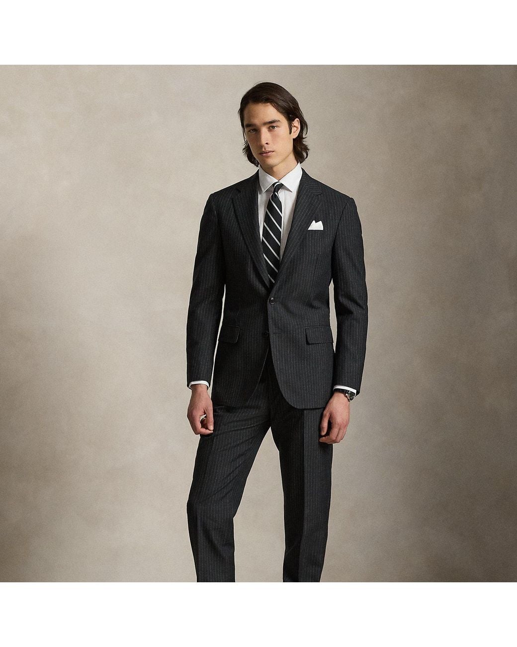 Polo Ralph Lauren Polo Tailored Fit Striped Wool Suit in Black for Men ...