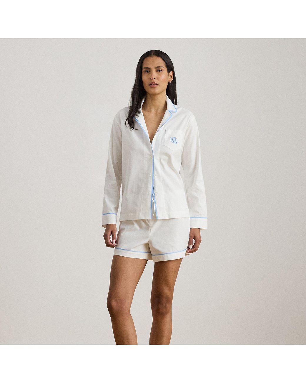 Ralph Lauren Cotton Herringbone Boxer Sleep Set in White | Lyst