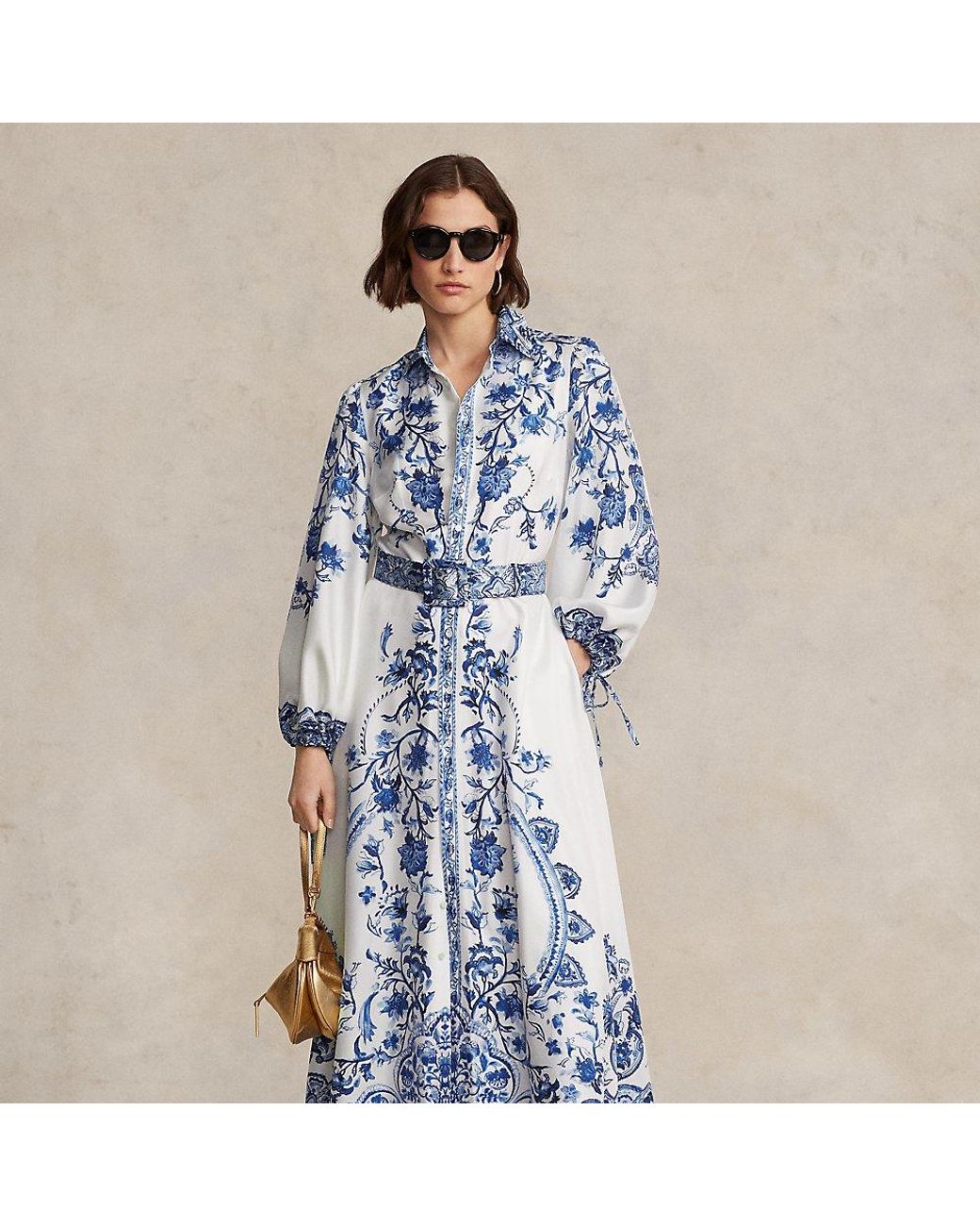Polo Ralph Lauren Paisley Mulberry Silk Dress in Blue | Lyst