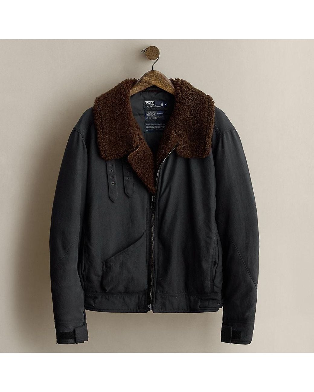 Ralph Lauren 2000 Shearling-collar Jacket in Black for Men | Lyst