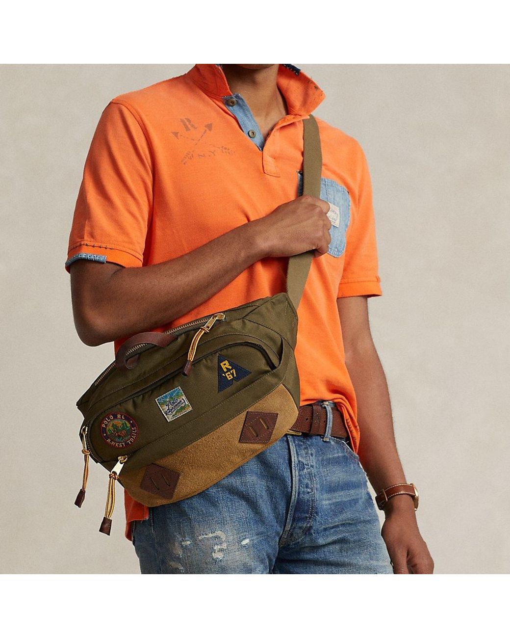 Ralph Lauren Suede-trim Trail Waist Pack in Orange for Men | Lyst
