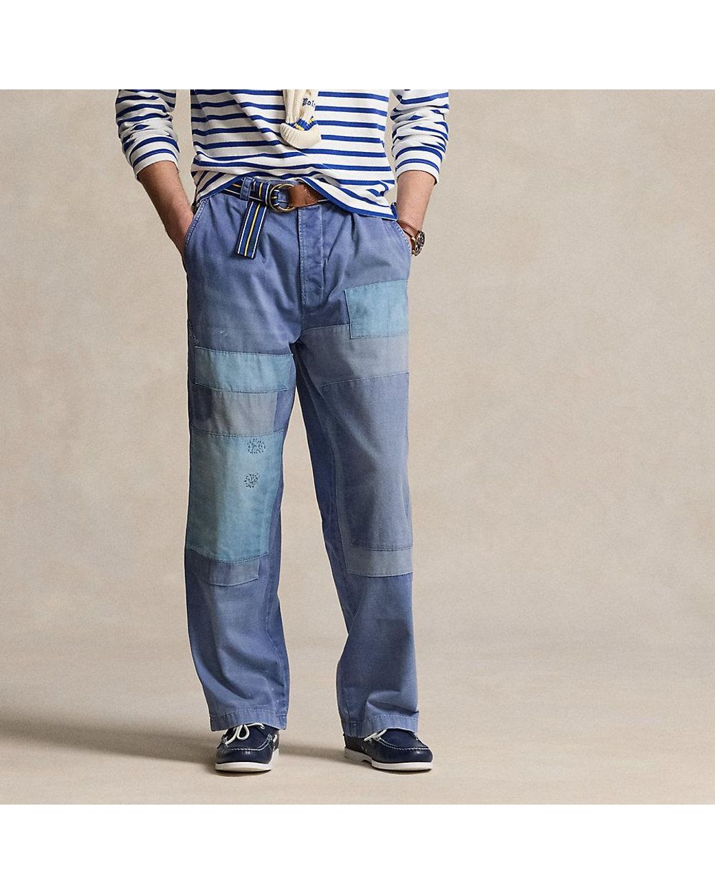 Polo Ralph Lauren Burroughs Relaxed Fit Distressed Trouser in Blue for ...