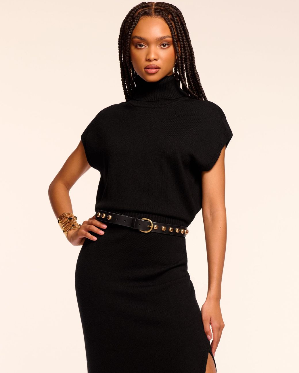 Ramy Brook Natalie Merino Turtleneck Midi Dress in Natural | Lyst