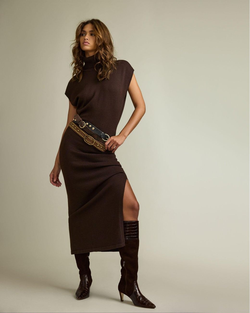 Ramy Brook Natalie Merino Turtleneck Midi Dress in Natural | Lyst