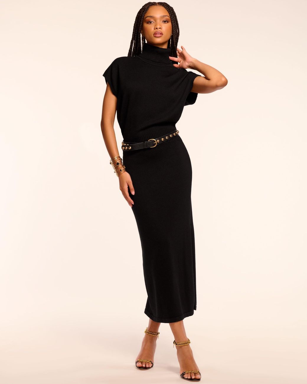Ramy Brook Natalie Merino Turtleneck Midi Dress in Natural | Lyst