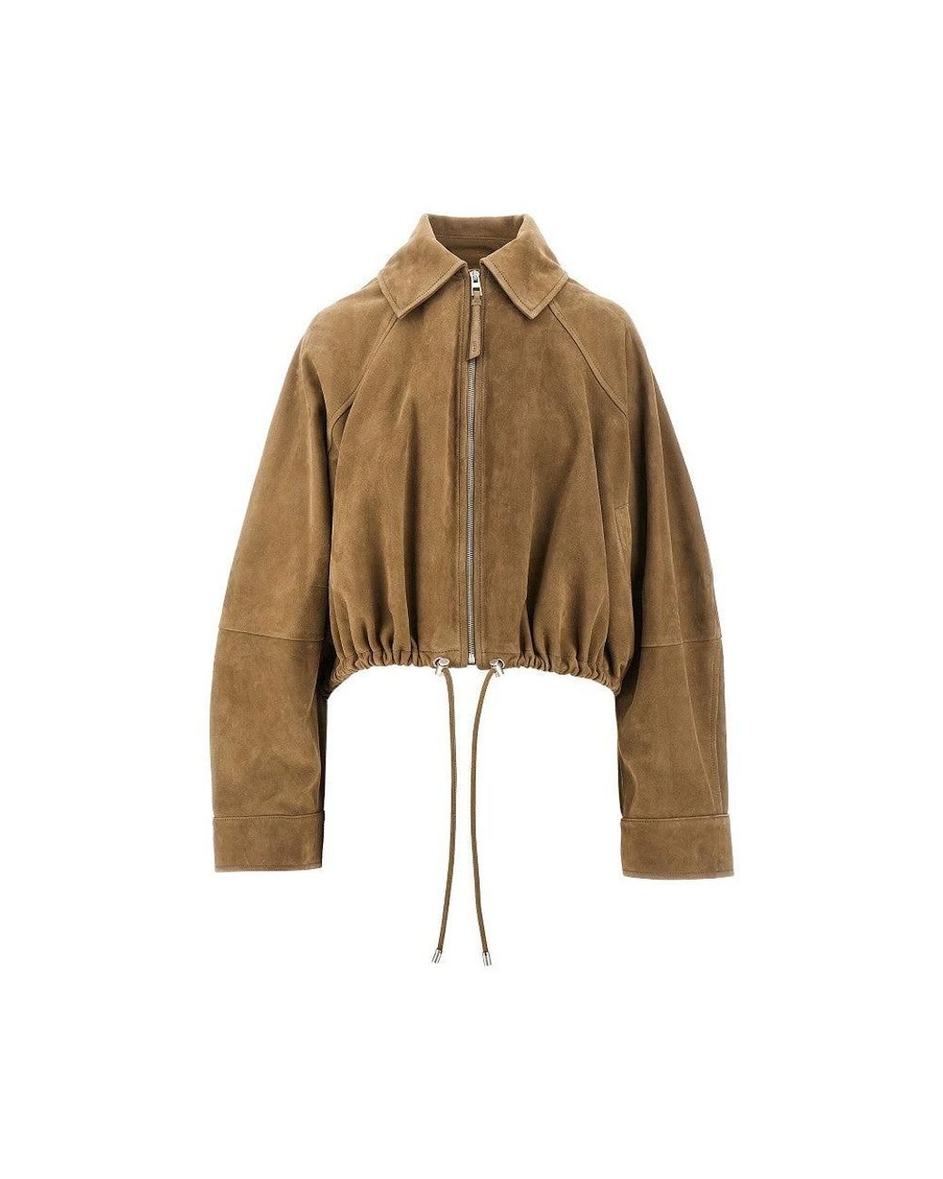 Loewe Suede Leather Balloon Jacket in Natural | Lyst