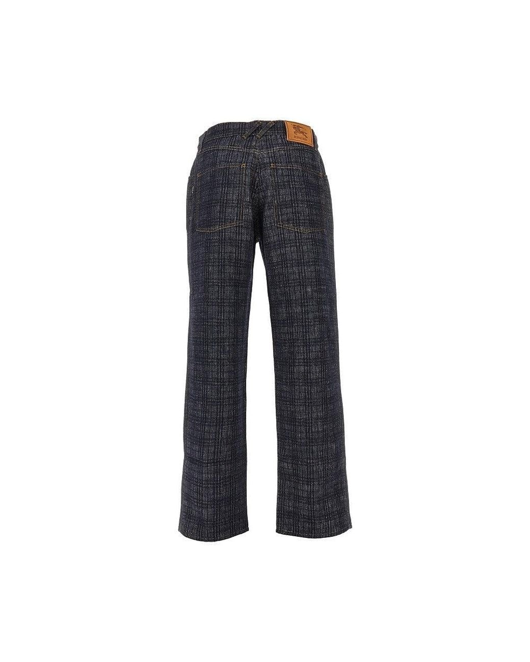 Burberry Check Denim Loose Fit Jeans in Blue for Men | Lyst