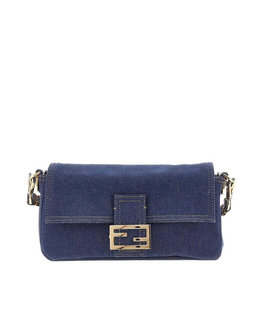 Fendi Reversible Denim 'Baguette' Bag in Blue | Lyst UK