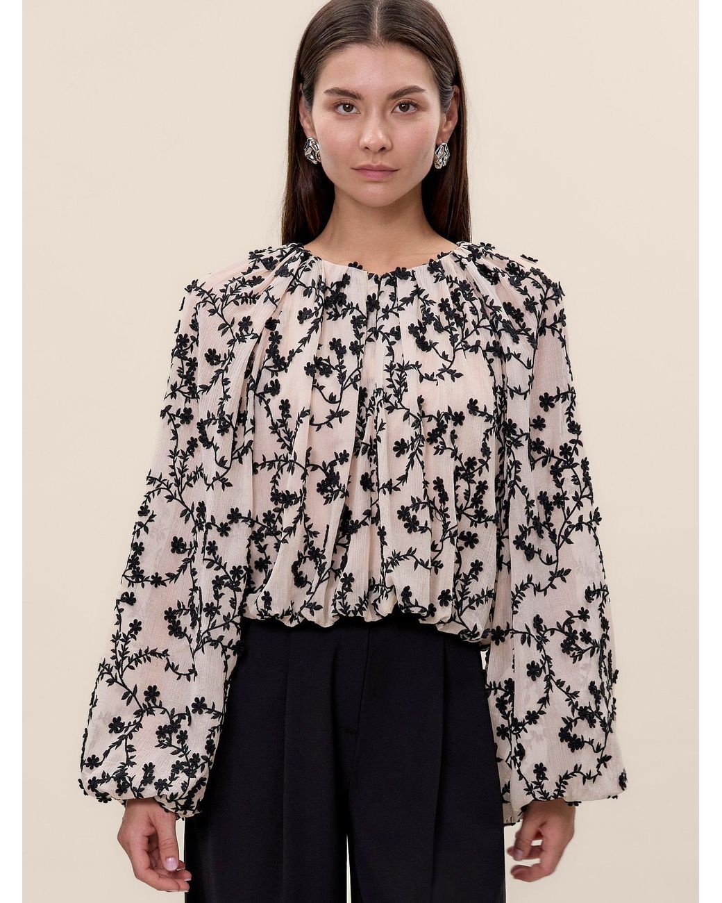 Rebecca Taylor Marisol Bubble Top in Natural | Lyst