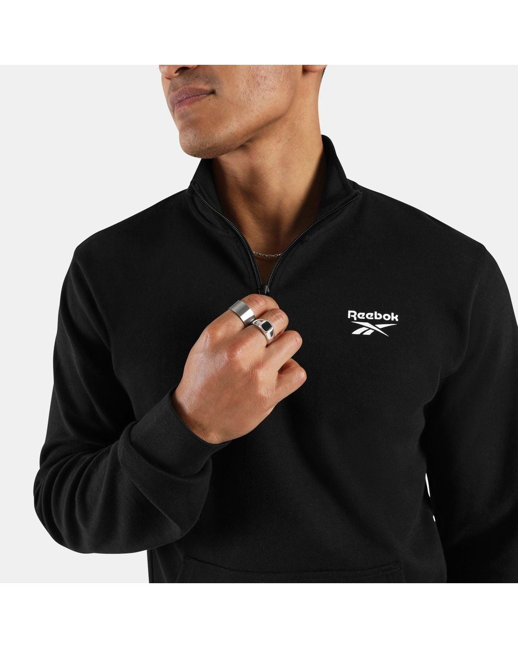 Reebok Logo Placement Quarter Zip in Black | Lyst UK