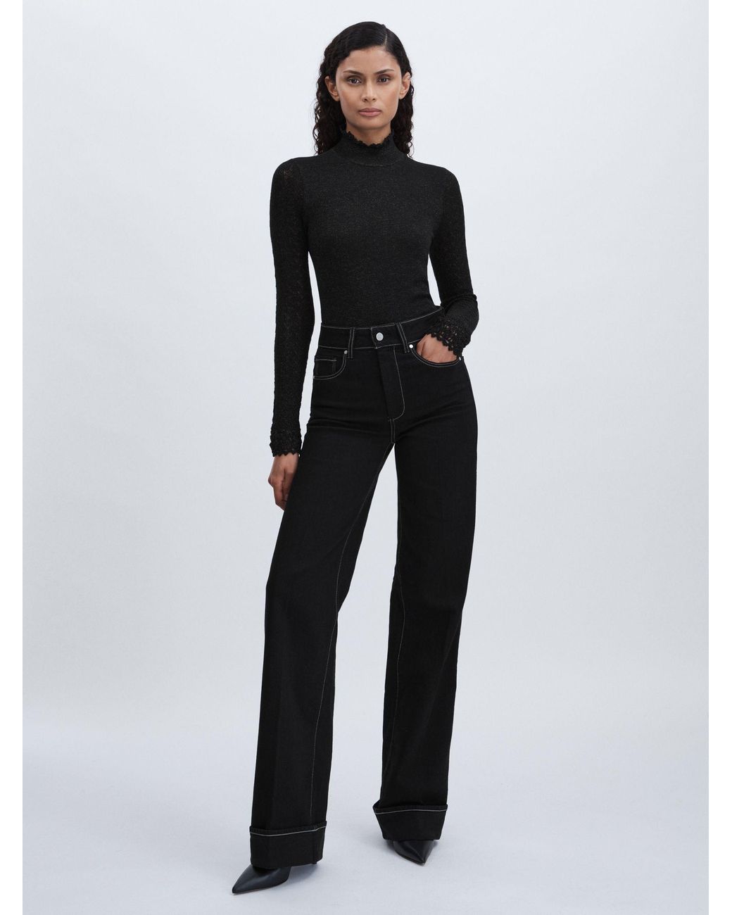 PAIGE Stephanie Top Top Knit in Black | Lyst