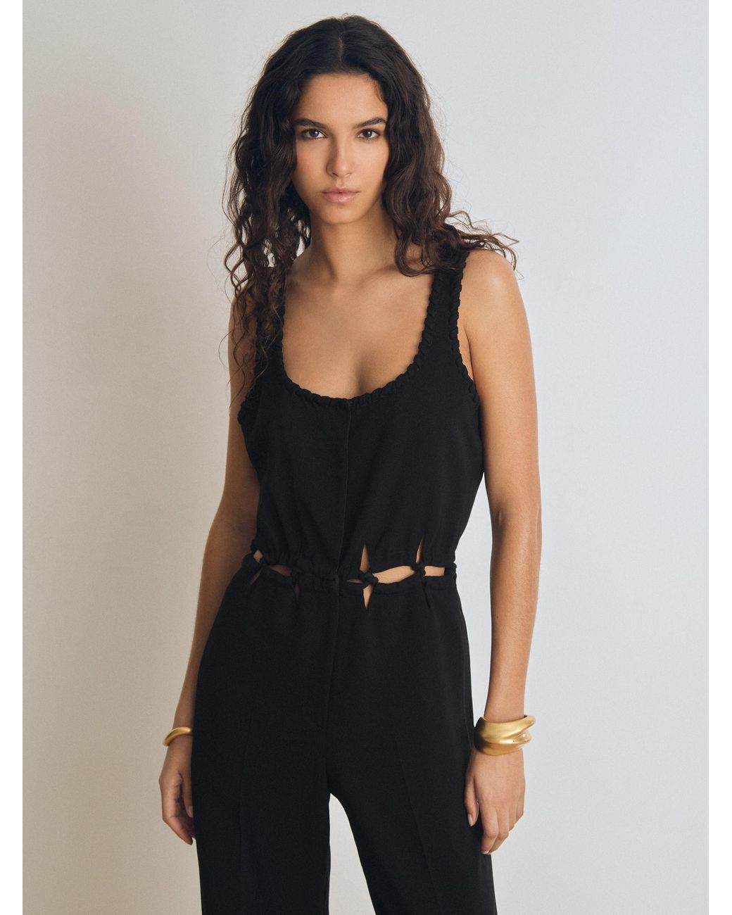 Reiss Atelier Cut-Out Waist Jumpsuit in Black | Lyst