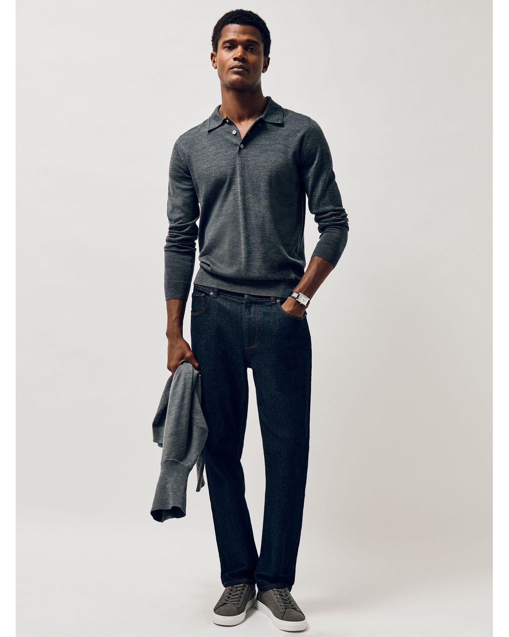 Reiss Nubuck - Grey Finley Nubuck Nubuck Leather Lace-up Trainers, Us ...