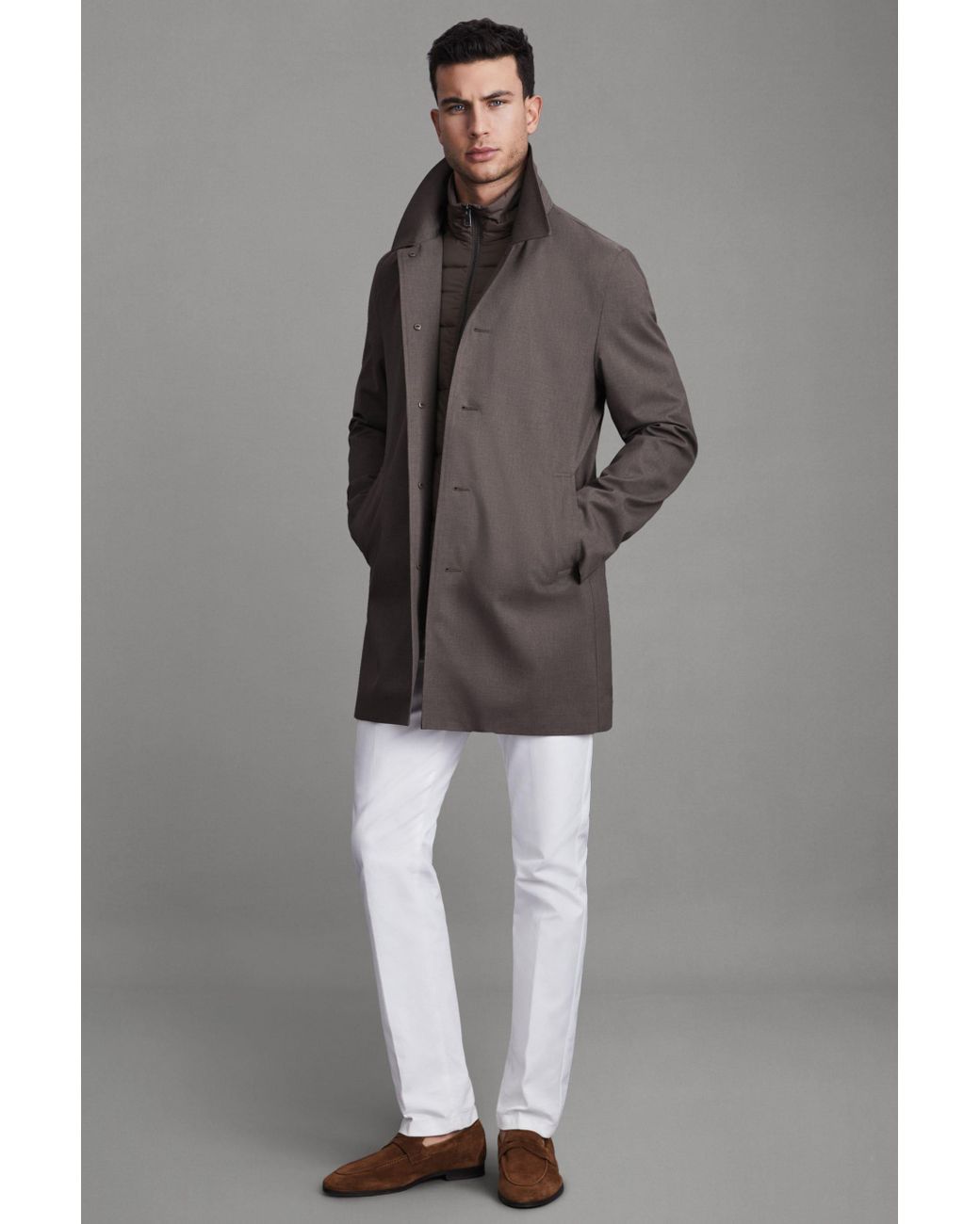 Reiss Jacket With Removable Funnel-Neck Insert in Gray for Men | Lyst