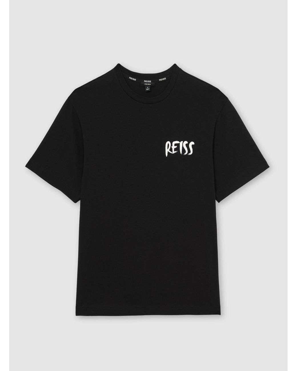 Reiss Abbott - Black Logo-print Relaxed-fit T-shirt, Xl for Men | Lyst UK
