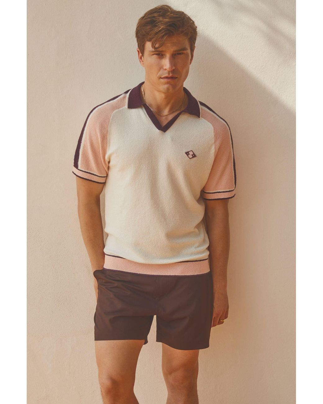 Reiss Tonka - Pink Multi Tonka Ché Towelling Open-collar Shirt, M in ...