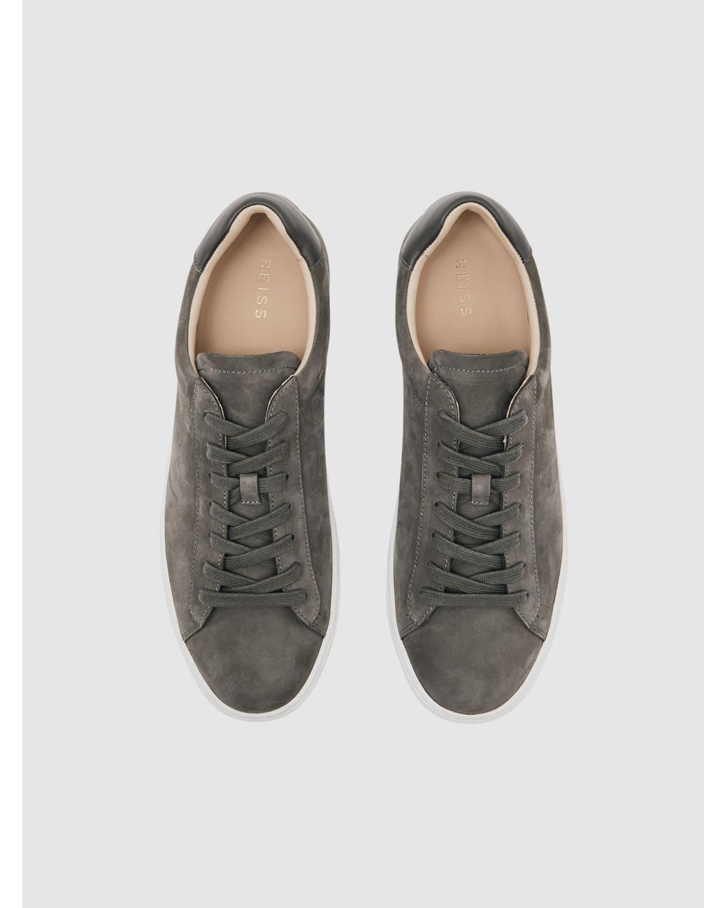 Reiss Nubuck - Grey Finley Nubuck Nubuck Leather Lace-up Trainers, Us ...