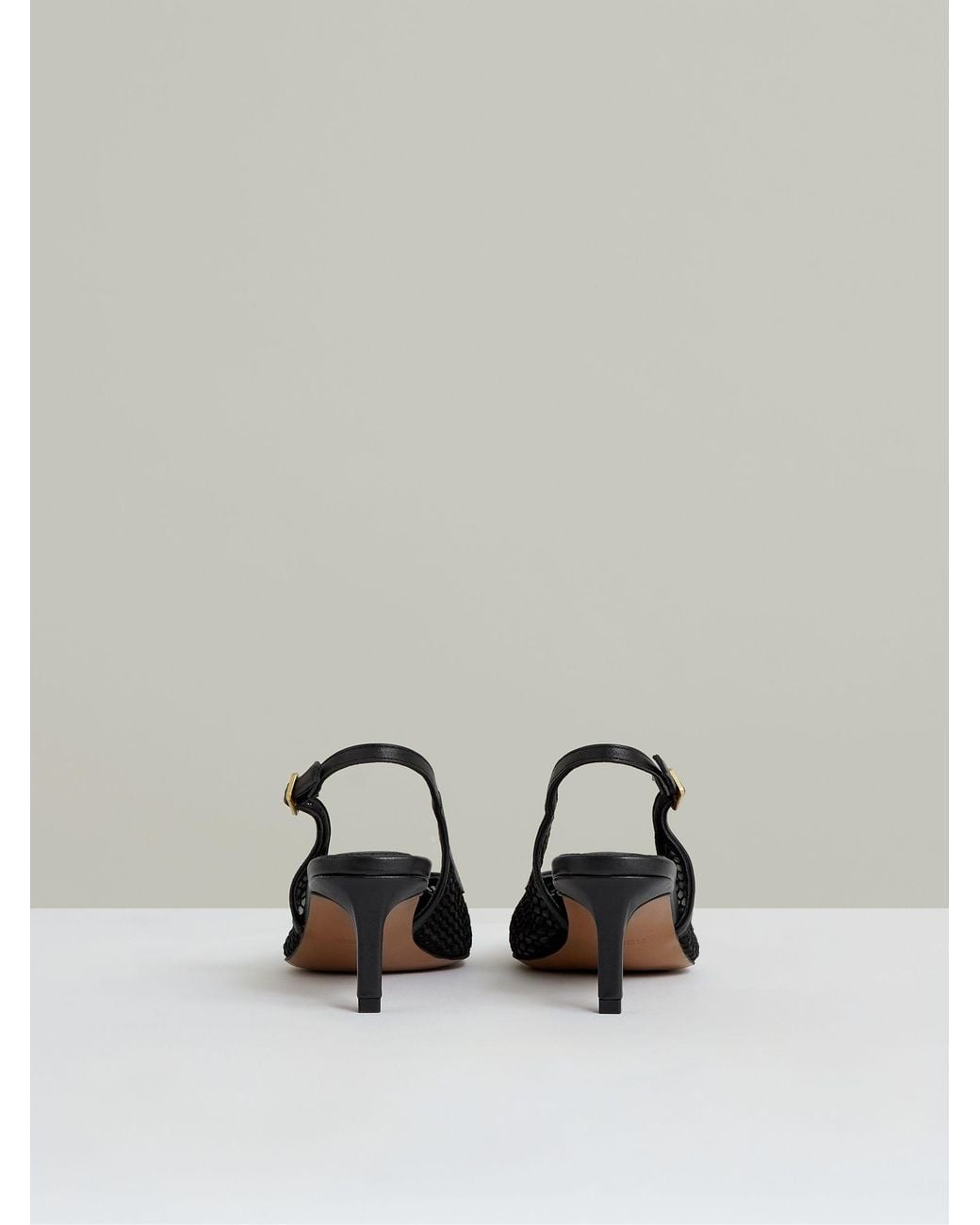 Reiss Mesh Slingback Heels in Black | Lyst