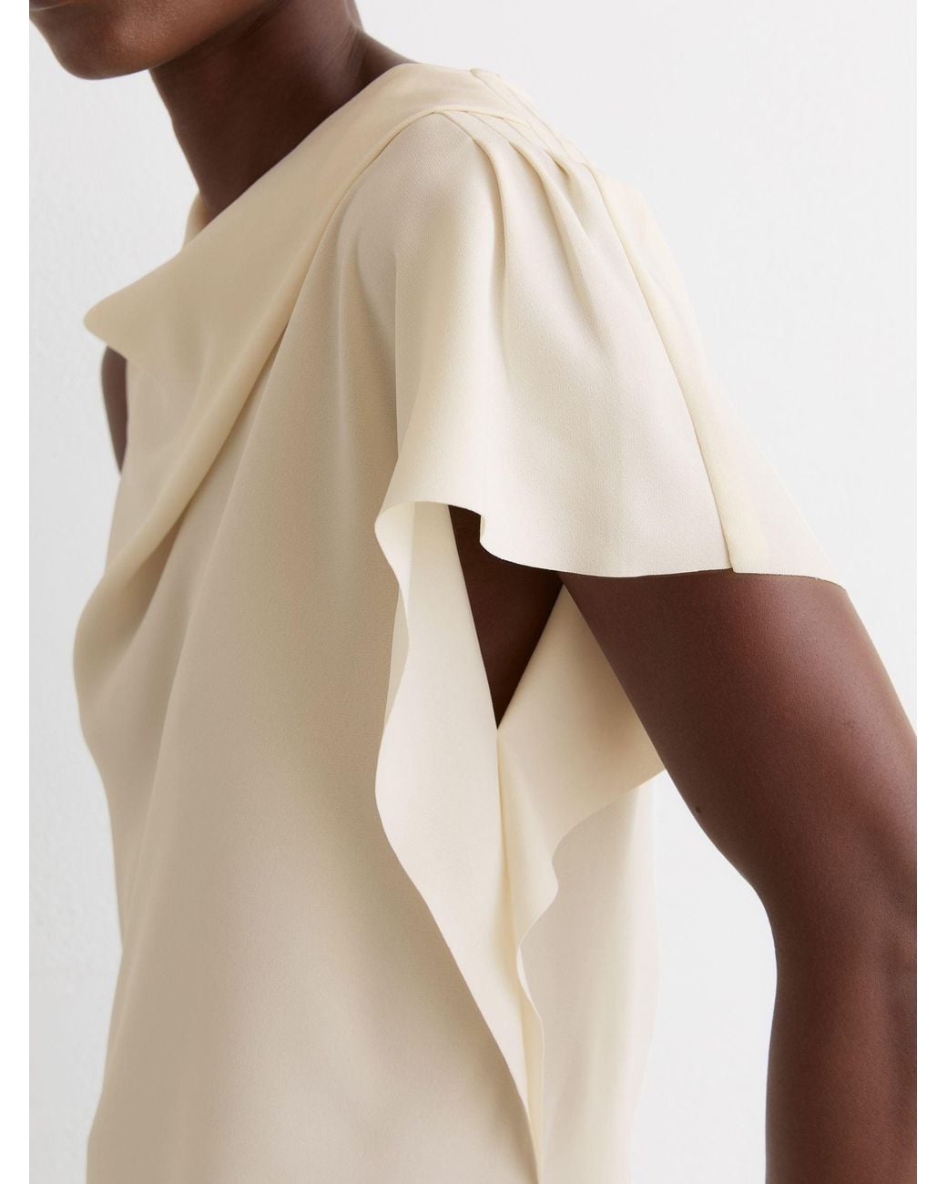 Reiss Asymmetric Drape-Neck Top in Natural | Lyst