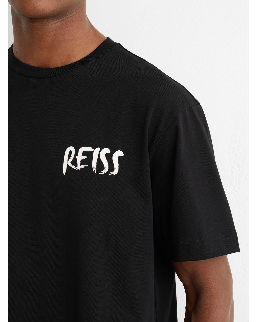 Reiss Abbott - Black Logo-print Relaxed-fit T-shirt, Xl for Men | Lyst UK