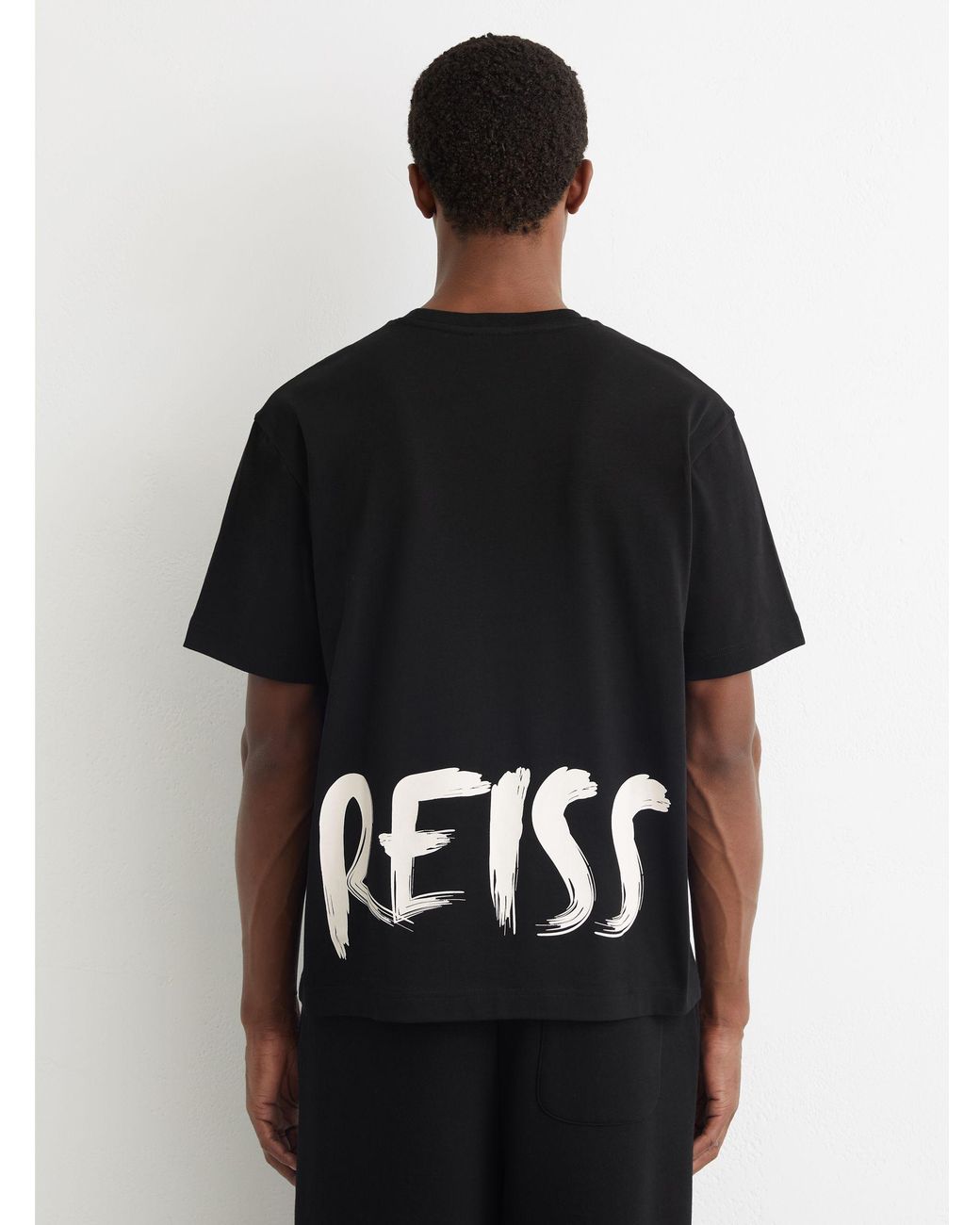 Reiss Abbott - Black Logo-print Relaxed-fit T-shirt, Xl for Men | Lyst UK