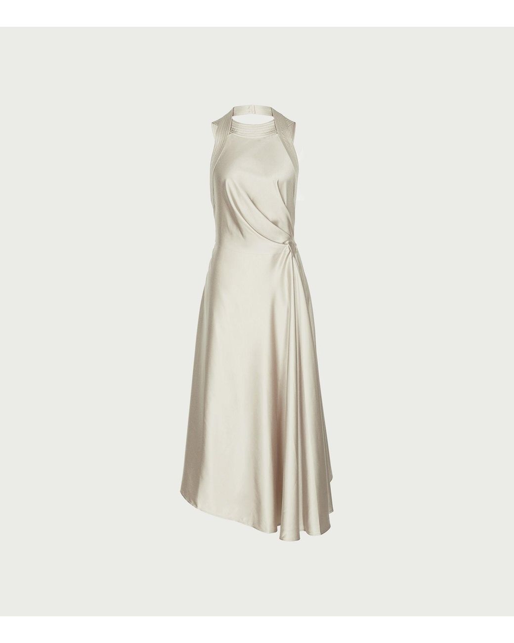 Reiss Rita Halterneck Satin Midi Dress In Metallic Lyst