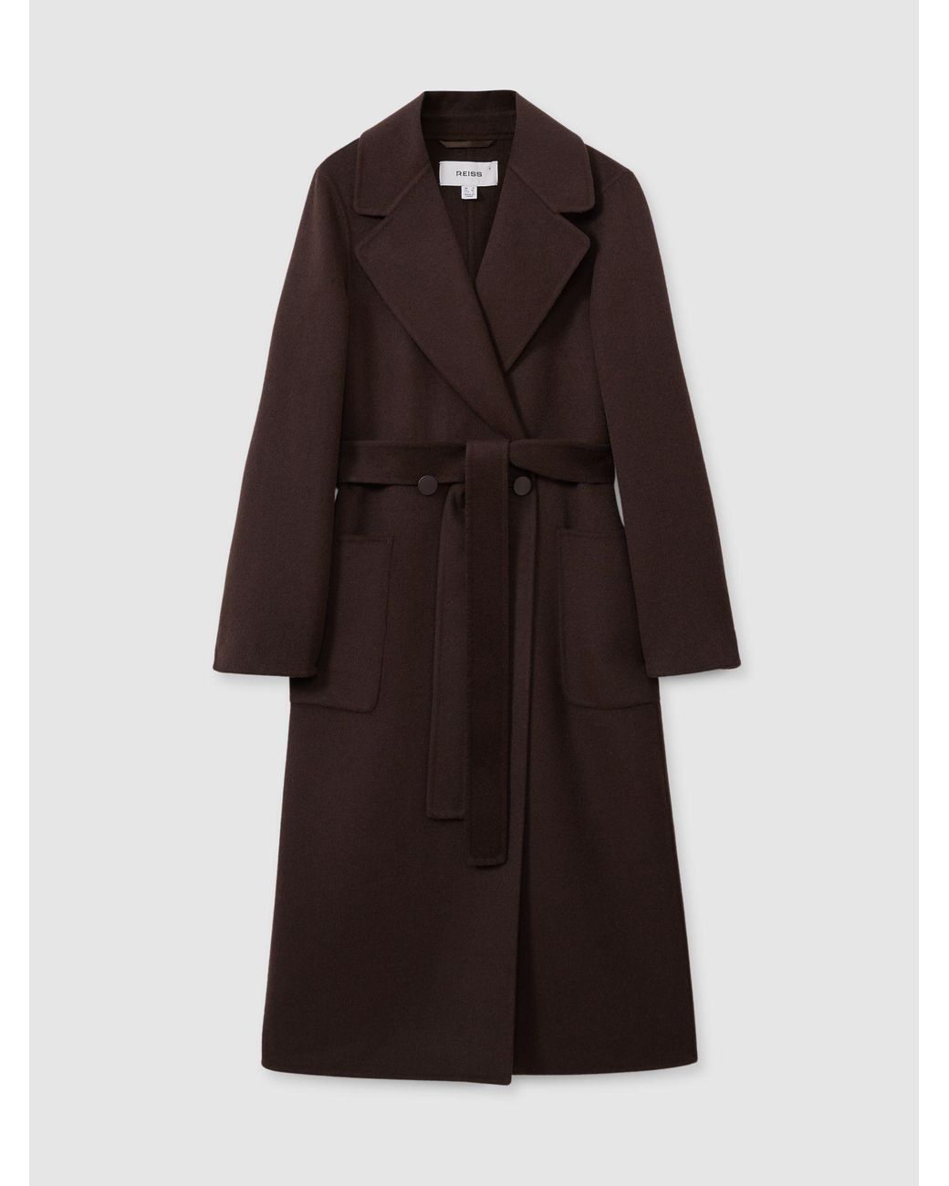 Reiss Lucia Chocolate Petite Wool-Blend Double-Breasted Blindseam Coat ...